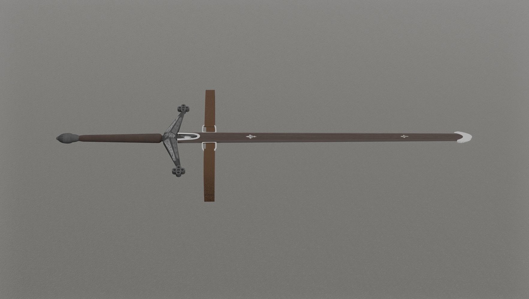 3D model Claymore Irish two-handed swordwith his sheath VR / AR / low ...