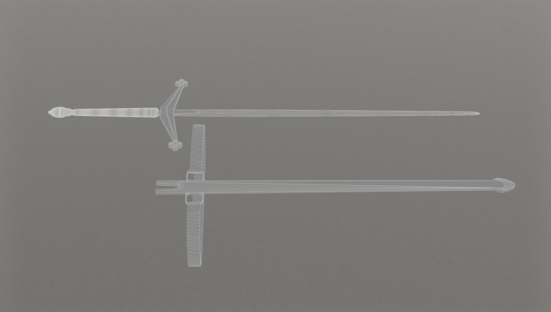 3D model Claymore Irish two-handed swordwith his sheath VR / AR / low ...