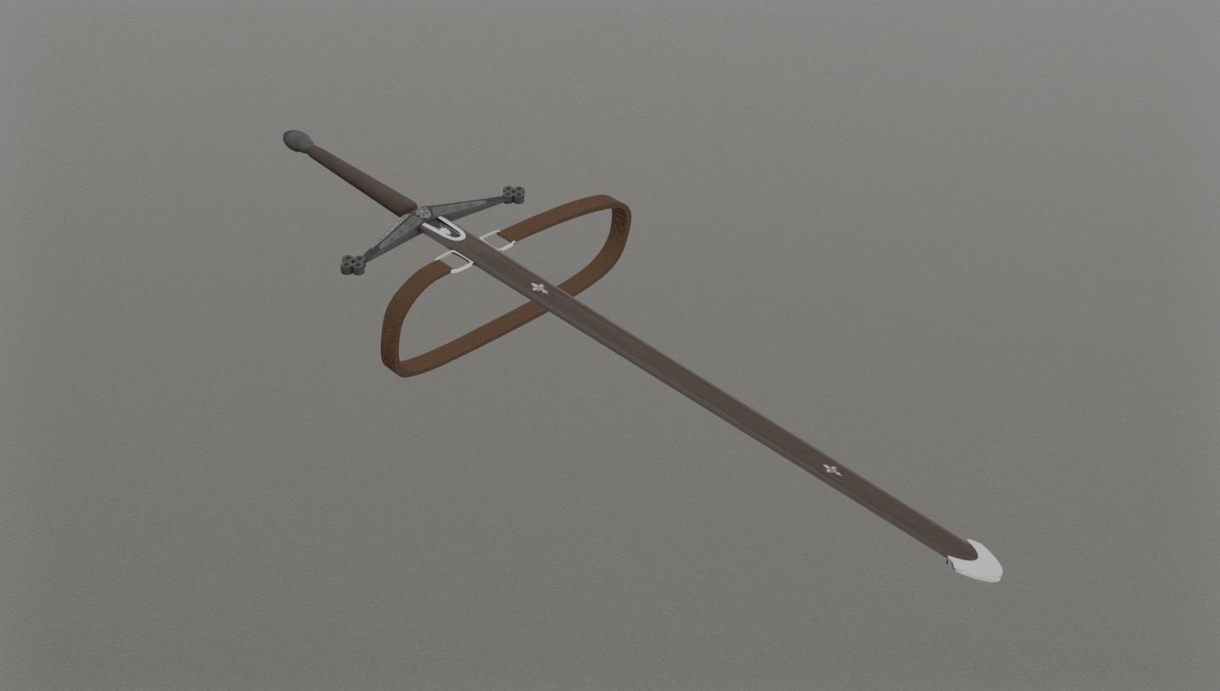 3D model Claymore Irish two-handed swordwith his sheath VR / AR / low ...