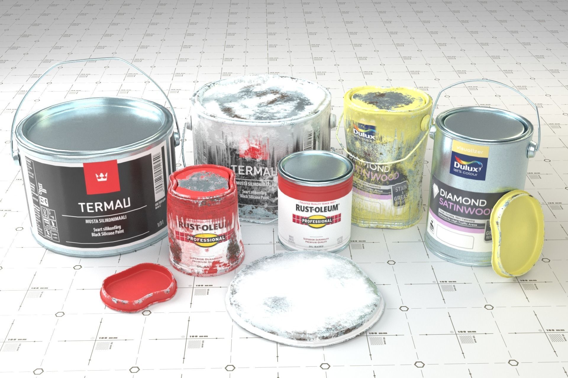 3D model Paint cans 6 Types 3D Asset VR / AR / low-poly | CGTrader
