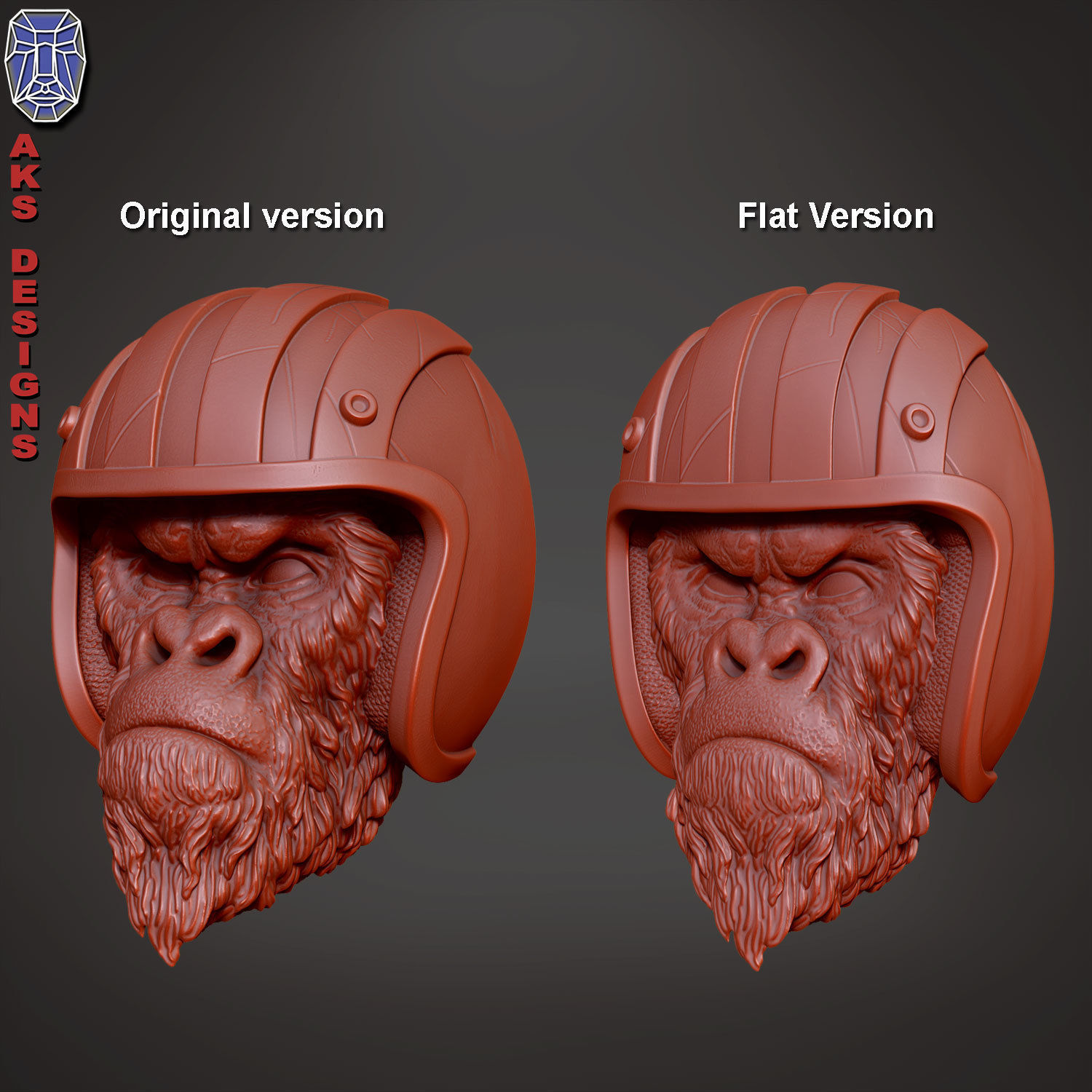 Biker gorilla 1 bas relief 3D model 3D printable | CGTrader