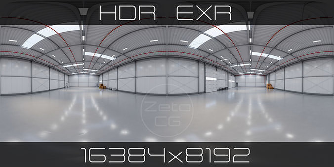 Texture HDRI - Industrial Warehouse Interior 14 - 16384x8192 VR / AR ...