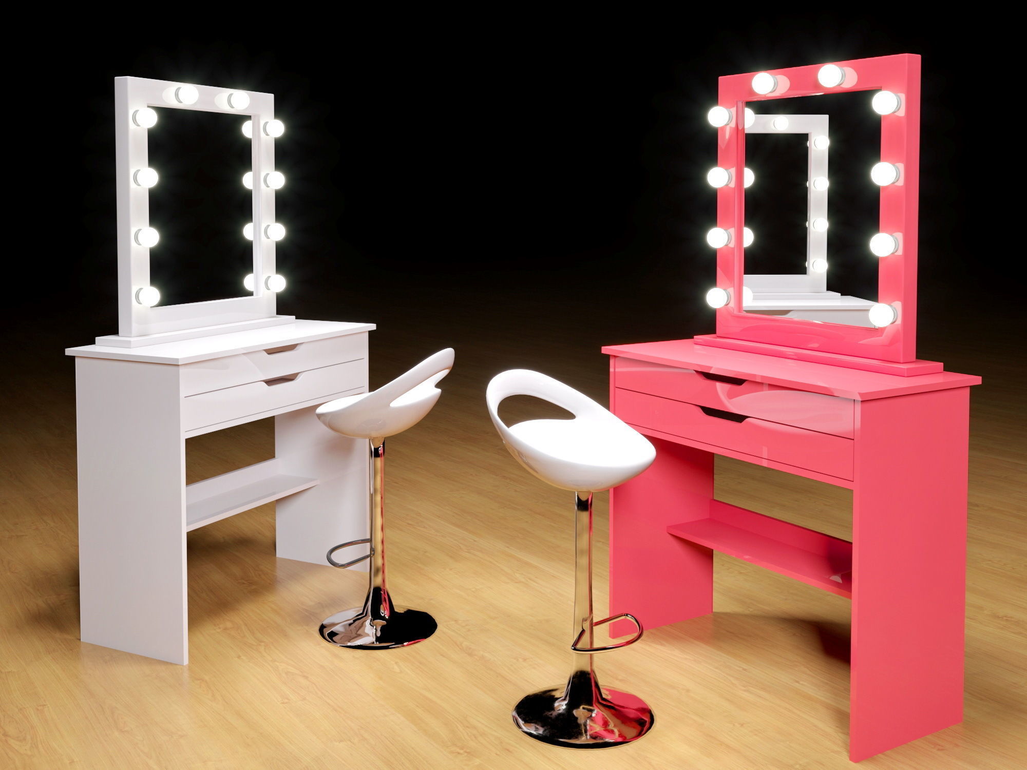 Beautiful makeup table with mirror and high chair Visage mirror 3D ...