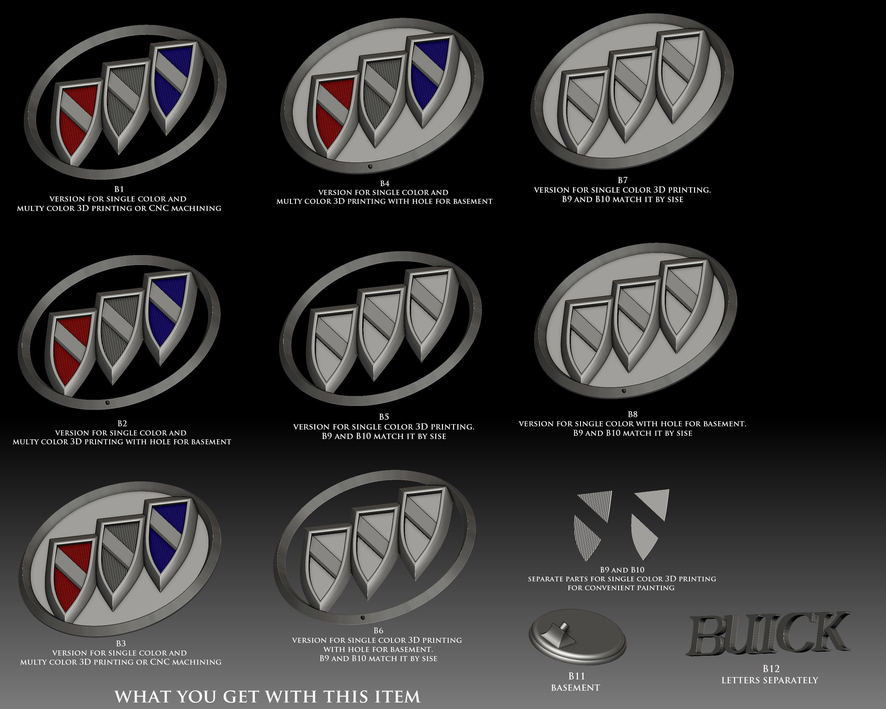 Buick logo car brand for 3D printer or CNC router 3D model 3D printable ...