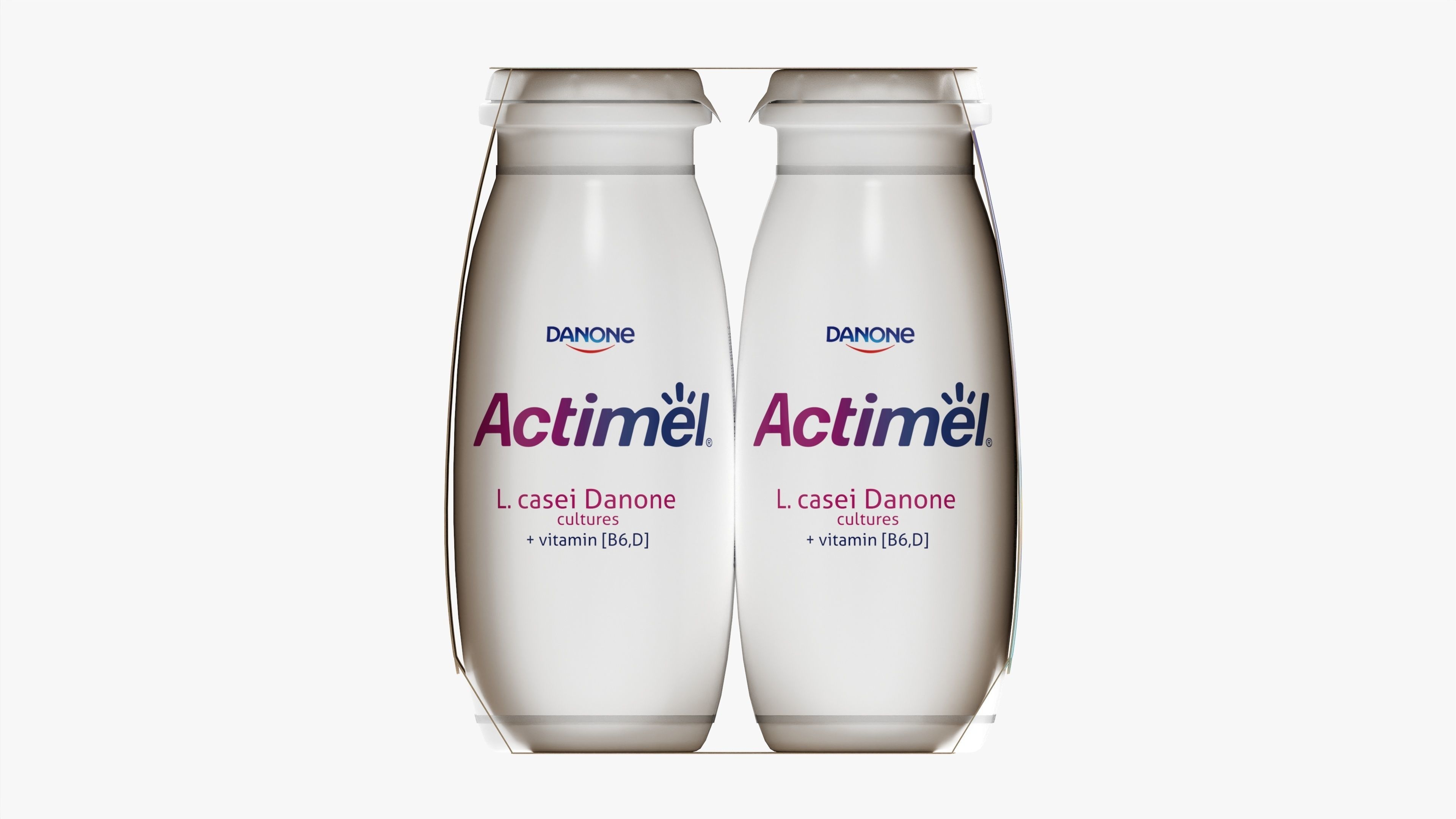 Danone Actimel bottles 4-pack 3D model | CGTrader