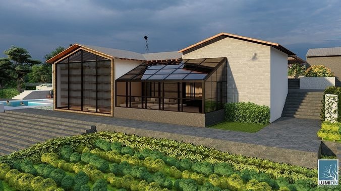 3D model ecological modern village house design VR / AR / low-poly ...