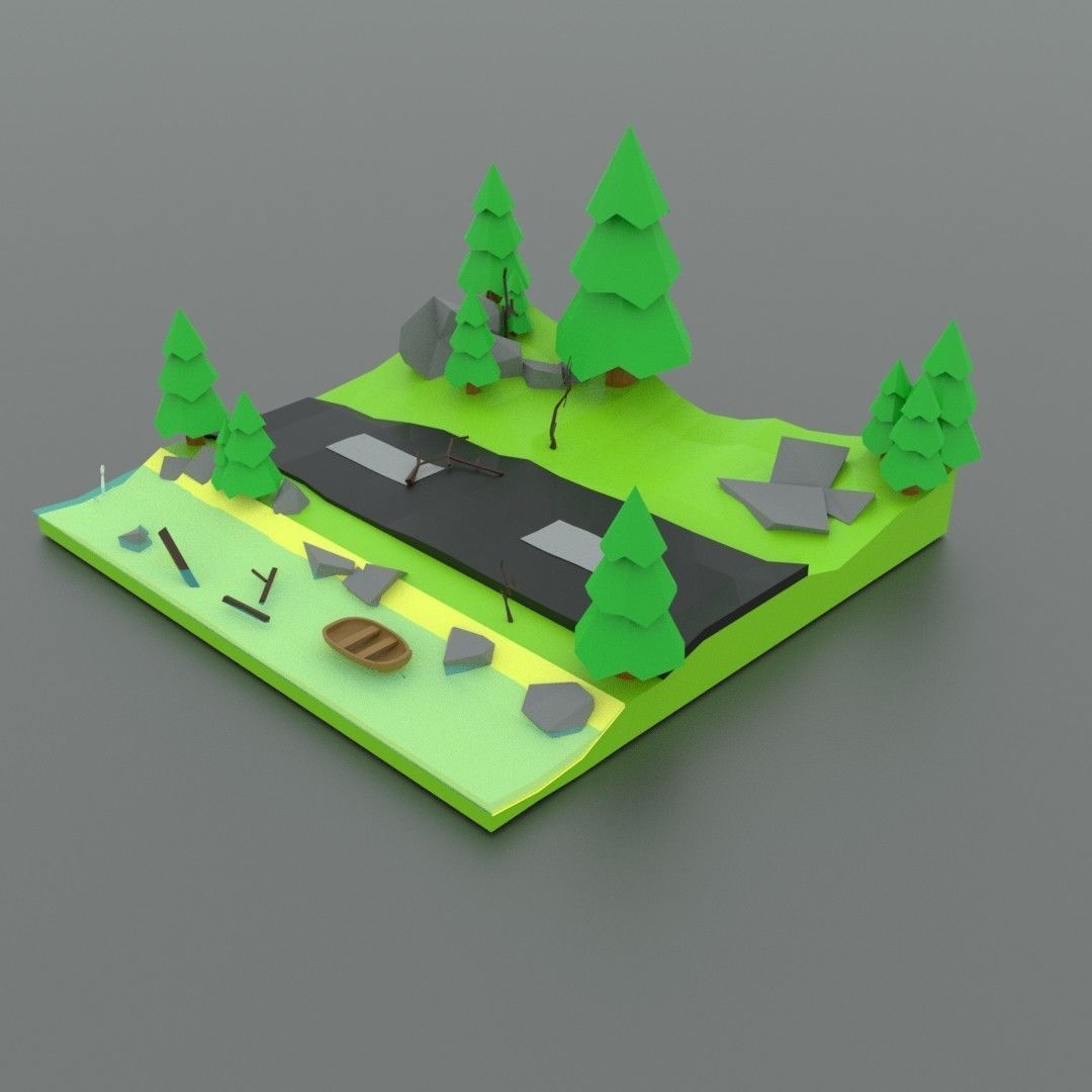 3D model PBR Low-poly mini island for game VR / AR / low-poly | CGTrader
