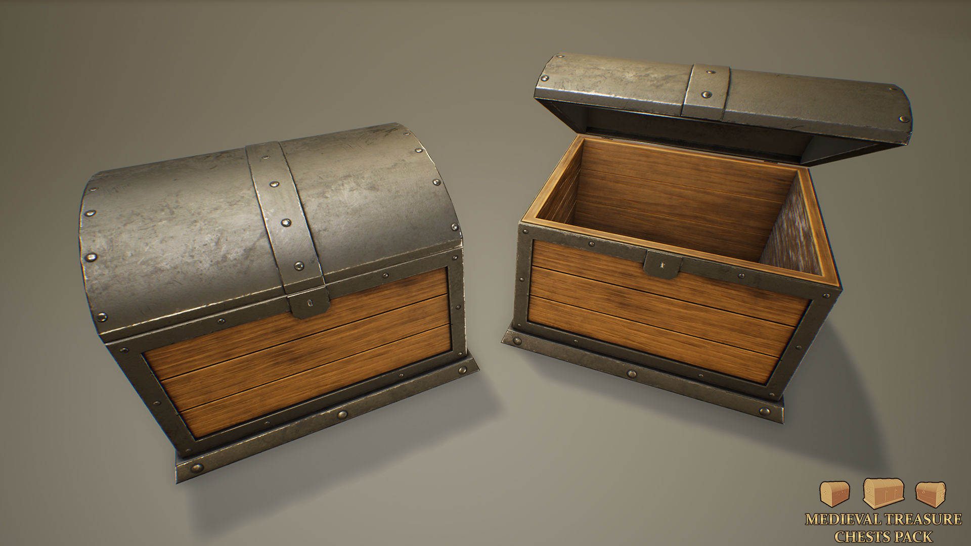 3D model Medieval Treasure Chests Pack VR / AR / low-poly rigged ...
