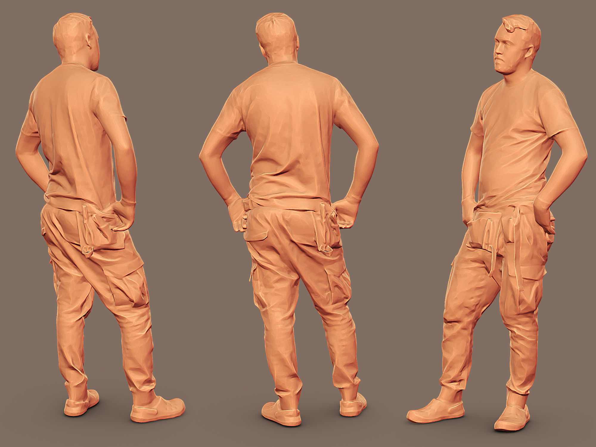 Worker in a White T-shirt Hands on His Hips 3D model | CGTrader