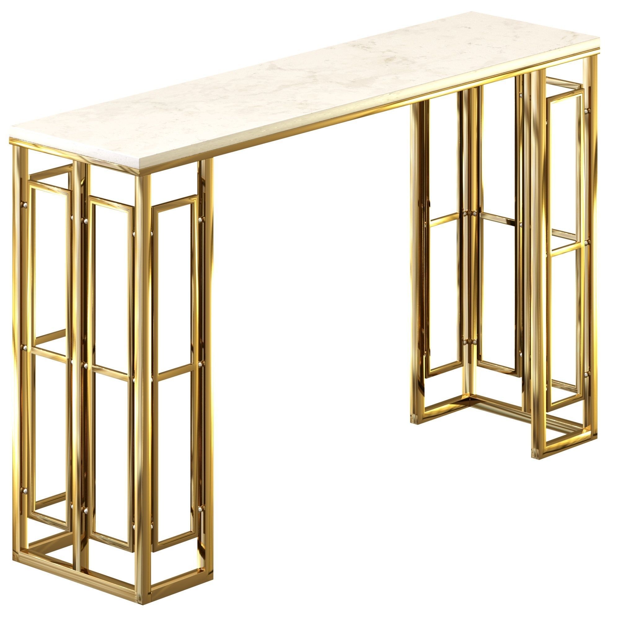 Modern Rectangular Console Table with Marble 3D model | CGTrader