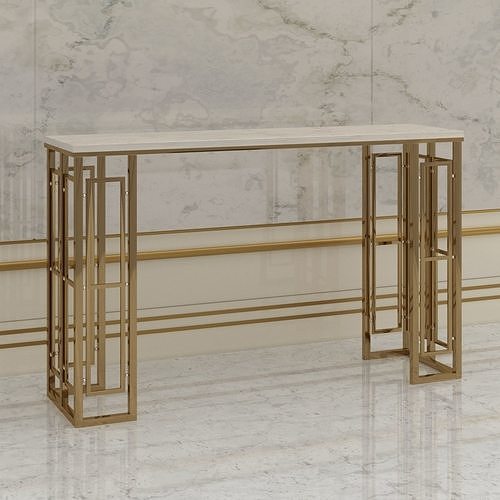 Modern Rectangular Console Table with Marble 3D model | CGTrader