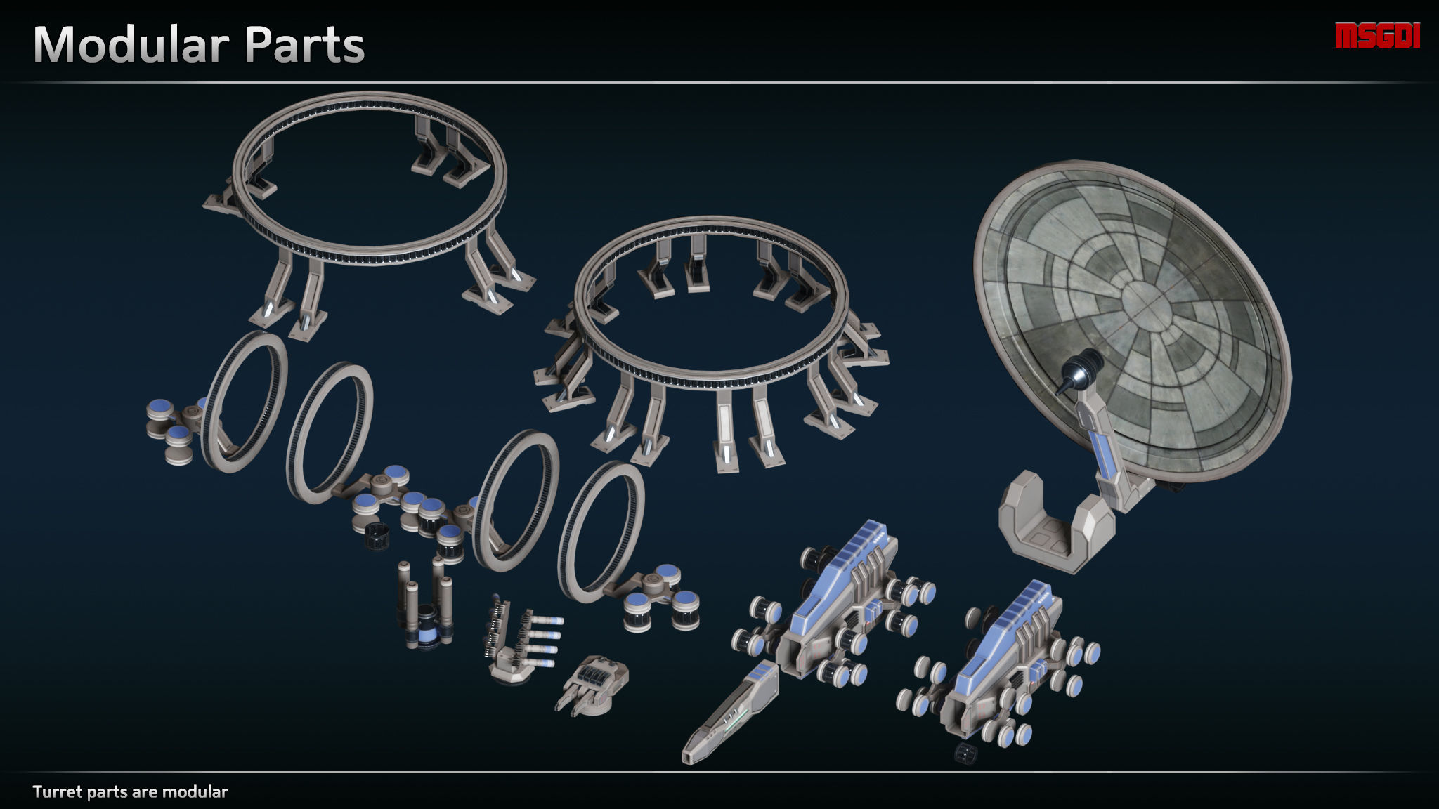3D model Scifi Modular Turrets II VR / AR / low-poly | CGTrader
