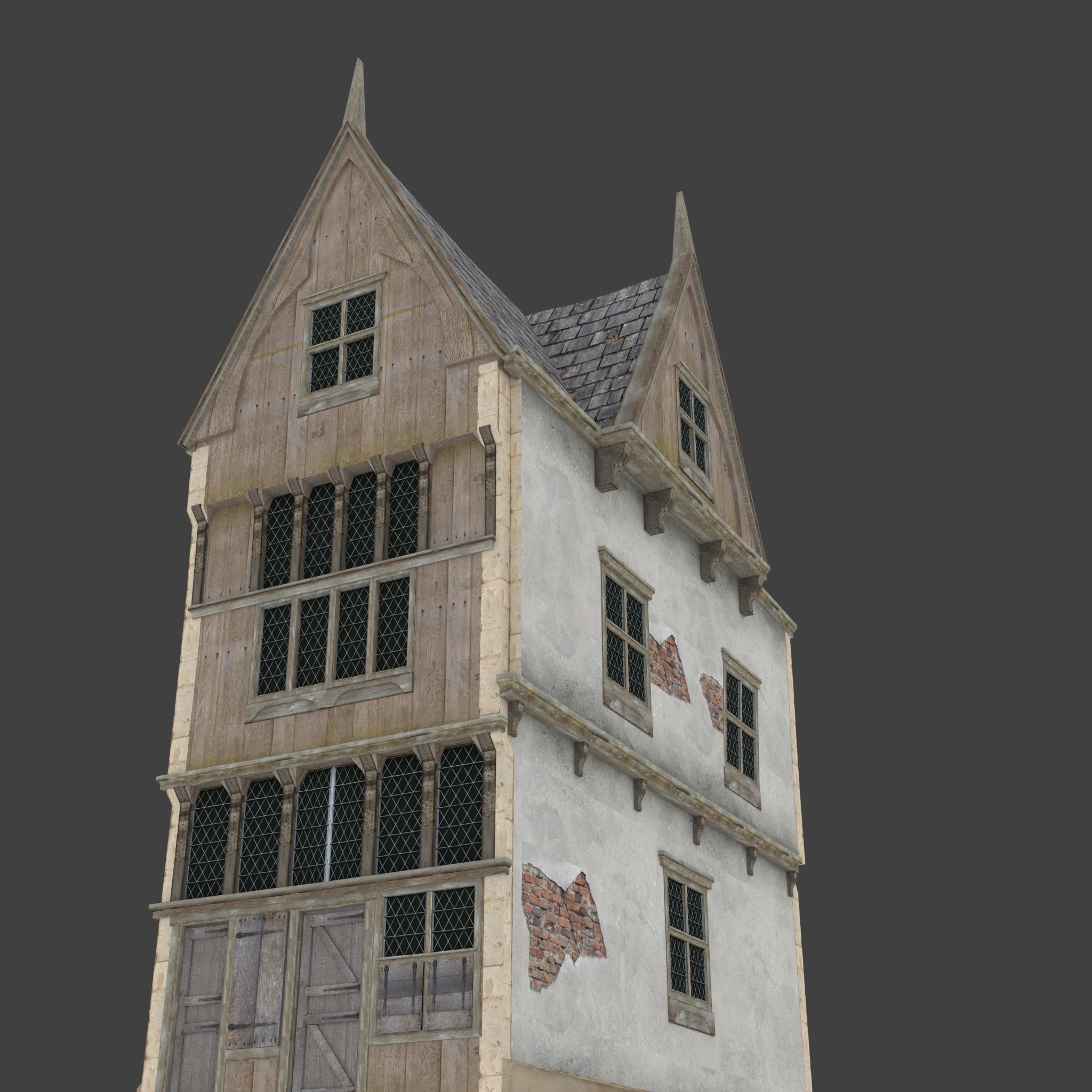 3D model medieval town house ready to playlow poly Low-poly 3D model VR ...