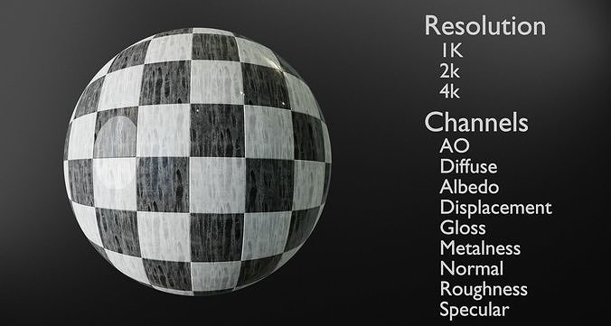 Black and white checker Marble tillable PBR texture Texture | CGTrader