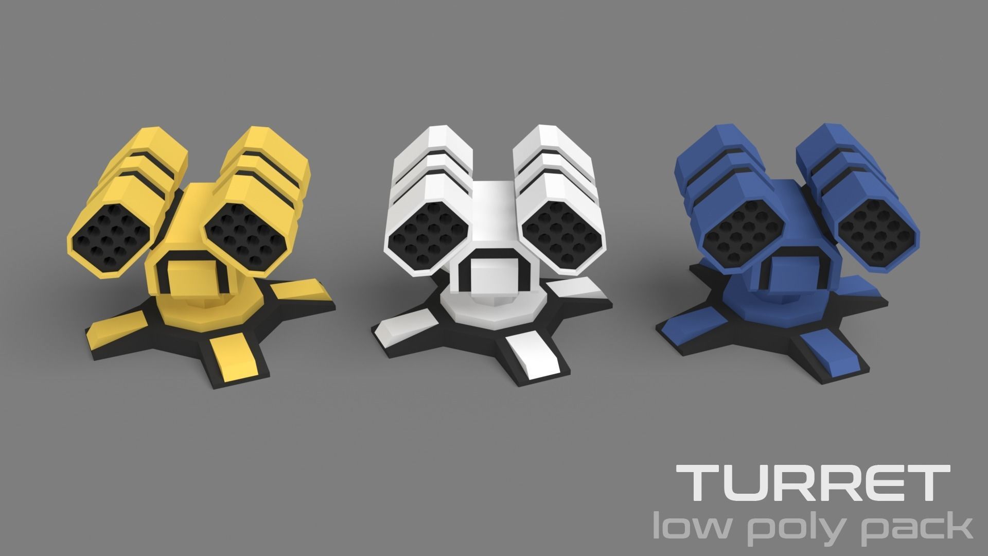 3D model SCI-FI Turret Pack VR / AR / low-poly | CGTrader