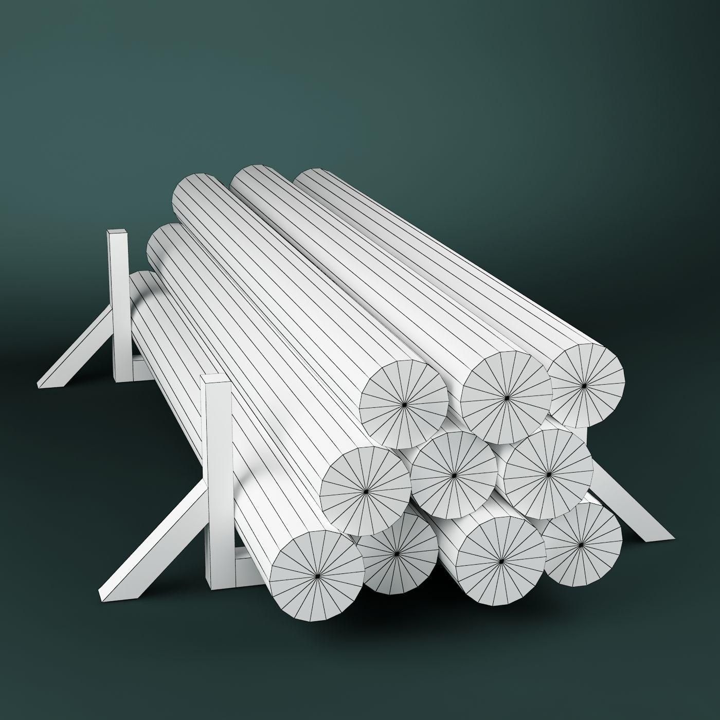 Cylindrical wooden beams 3D model | CGTrader