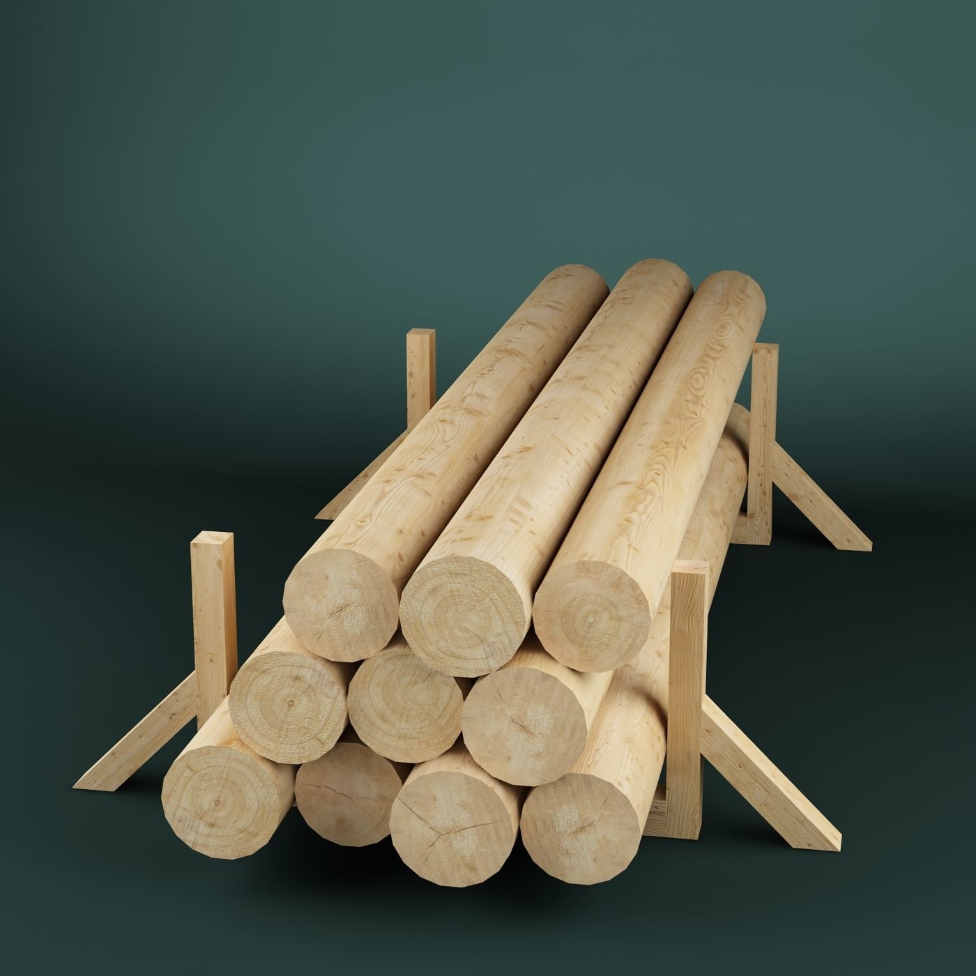 Cylindrical wooden beams 3D model | CGTrader