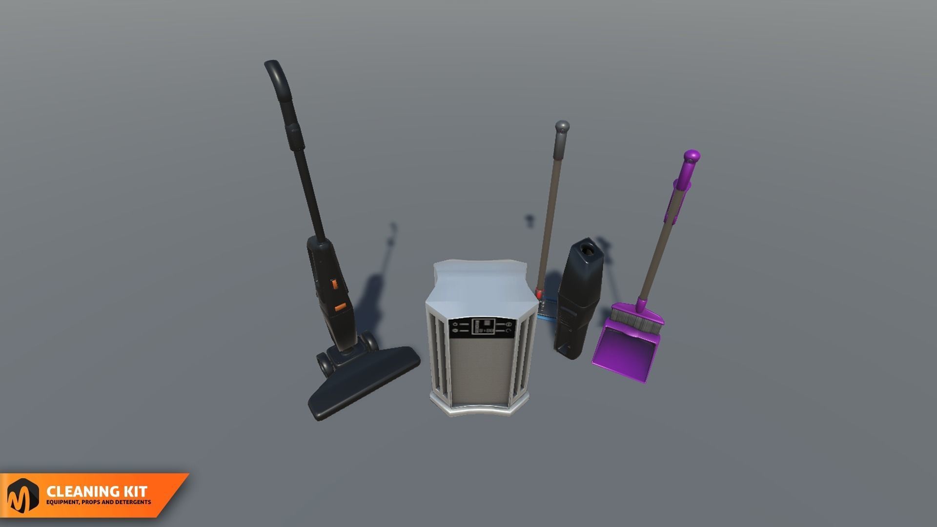 Cleaning kit - equipment props and detergents 3D model | CGTrader