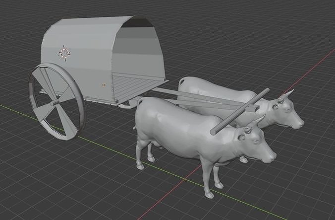 Bullock-cart ox cart free 3D model | CGTrader