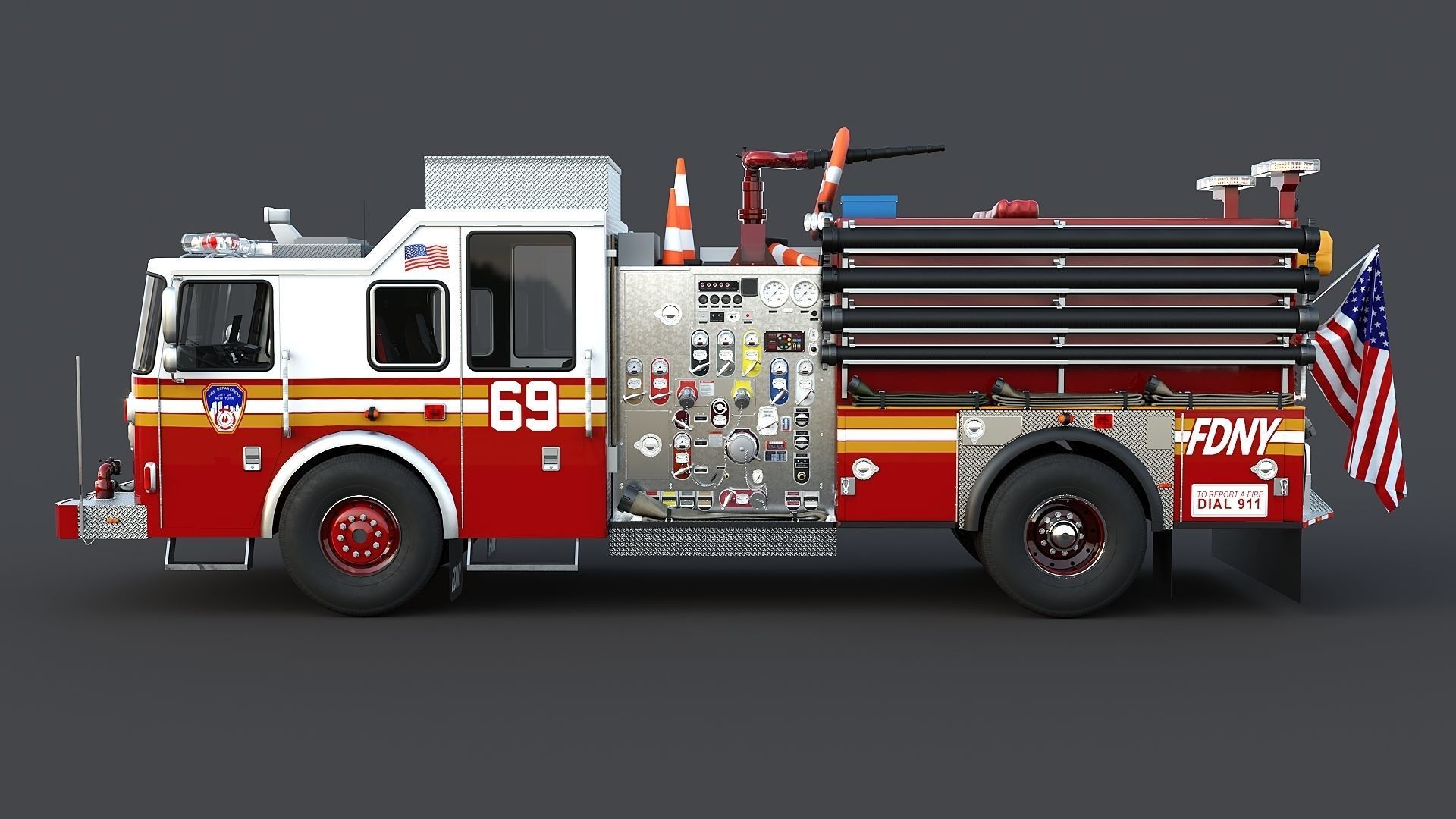 3D model Fire Truck FDNY Engine with Interior VR / AR / low-poly | CGTrader