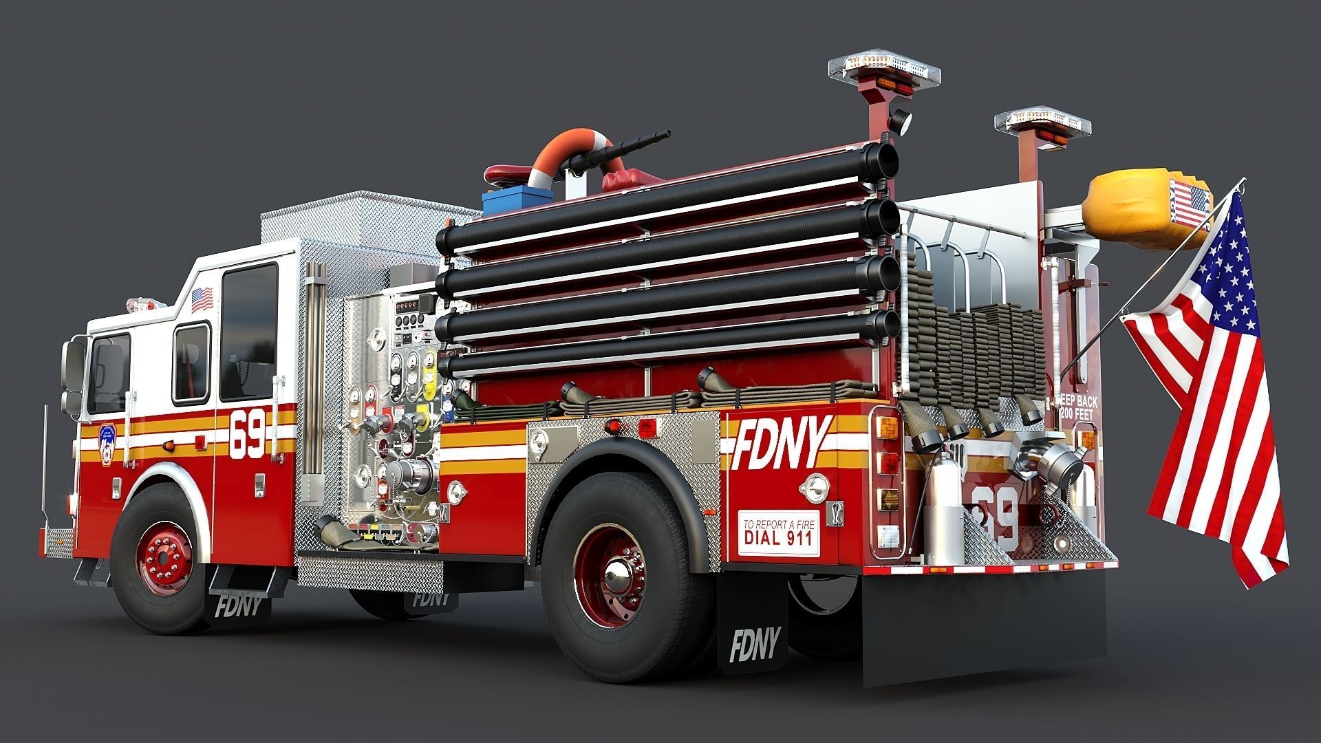 3D model Fire Truck FDNY Engine with Interior VR / AR / low-poly | CGTrader