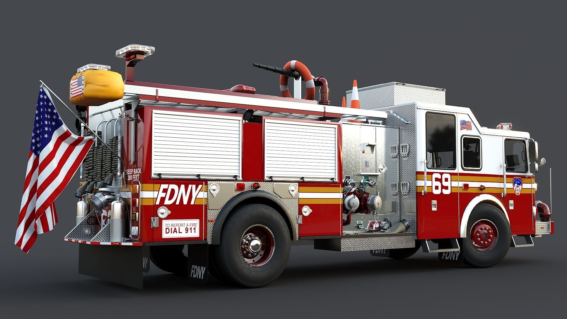 3D model Fire Truck FDNY Engine with Interior VR / AR / low-poly | CGTrader