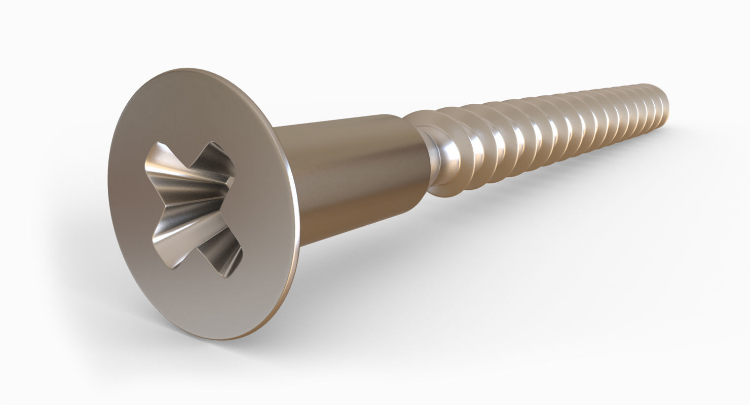 Phillips flat head Wood Screw 3D model | CGTrader
