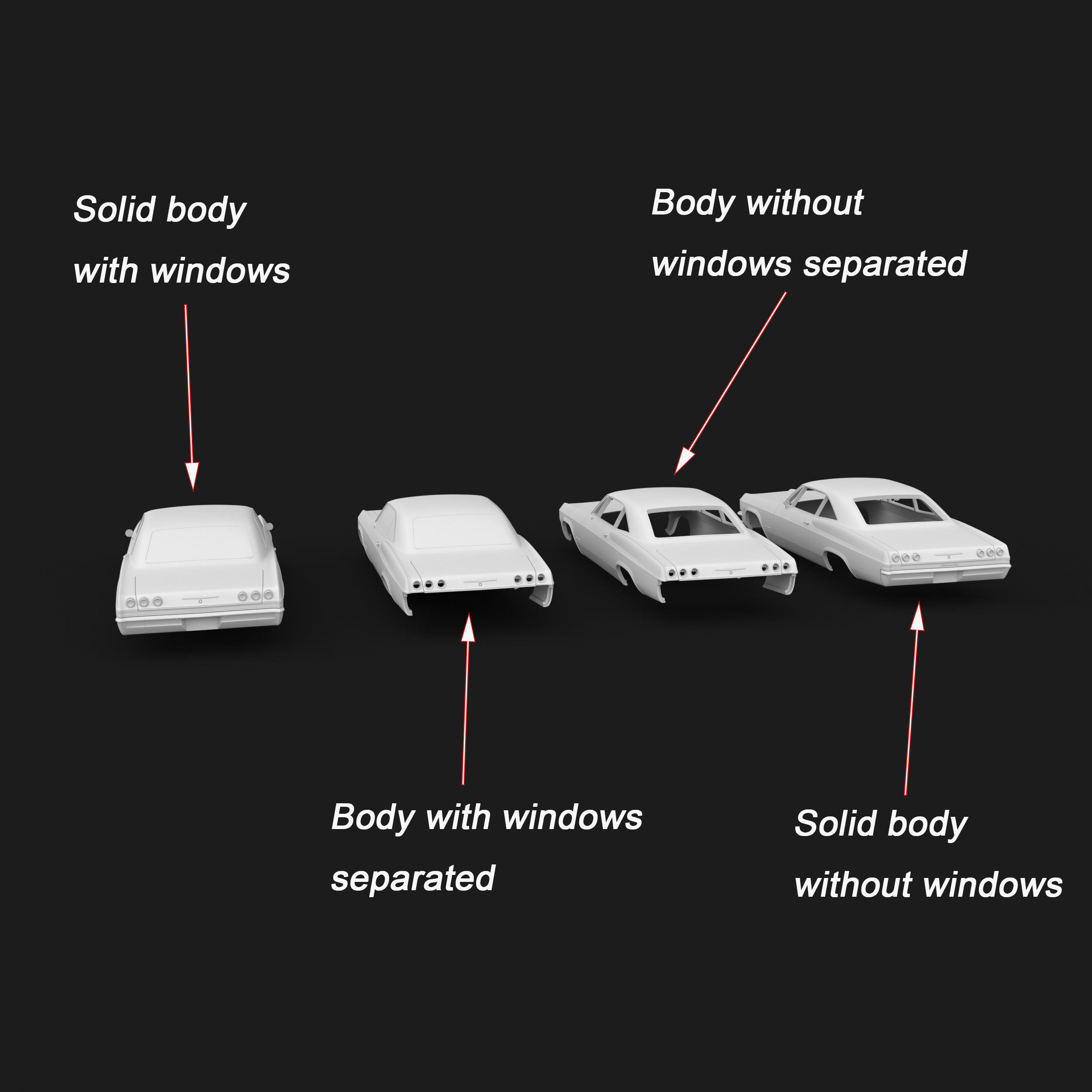 Chevrolet Impala 1965 Ready to Print STL Files 3D model 3D printable ...