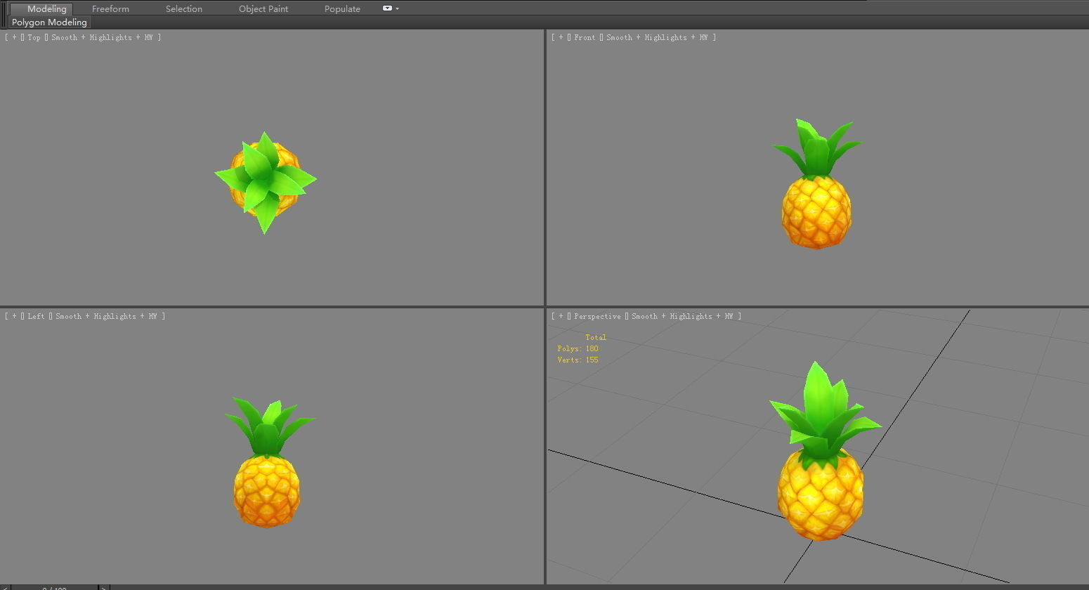 3D model Cartoon pineapple VR / AR / low-poly | CGTrader