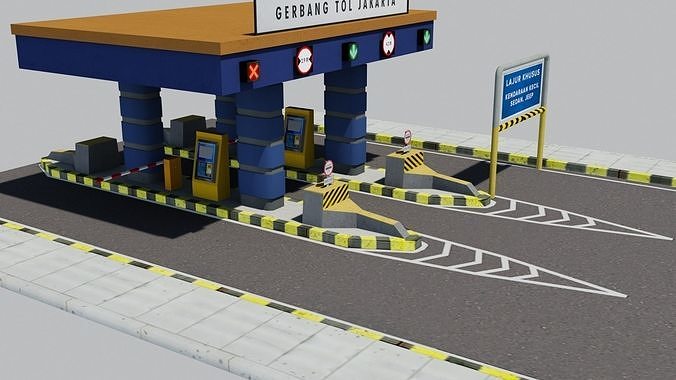 3D model Highway Toll Gate VR / AR / low-poly | CGTrader