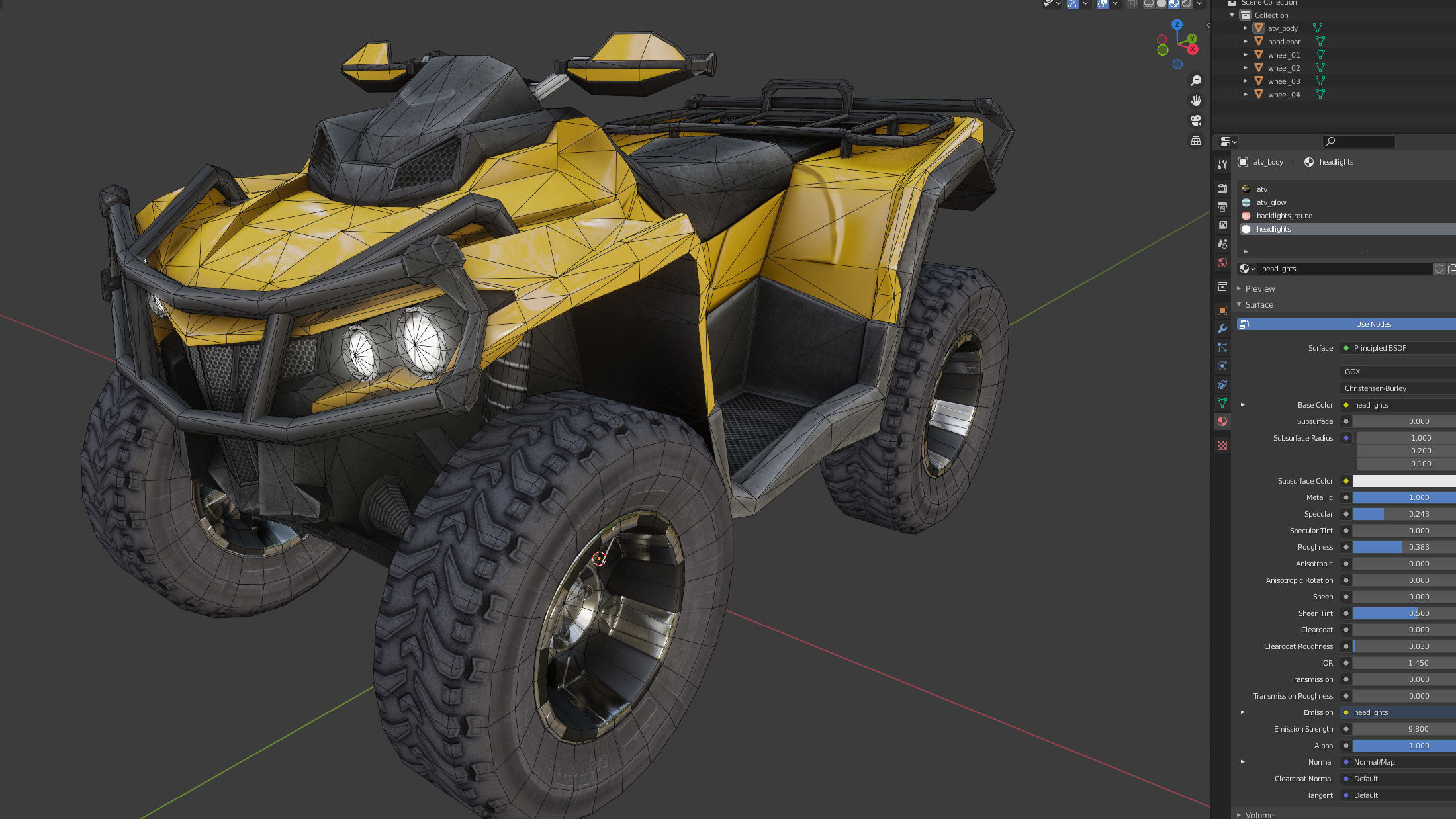 3D model ATV Four-Wheeler Vehicle Low-Poly VR / AR / low-poly | CGTrader