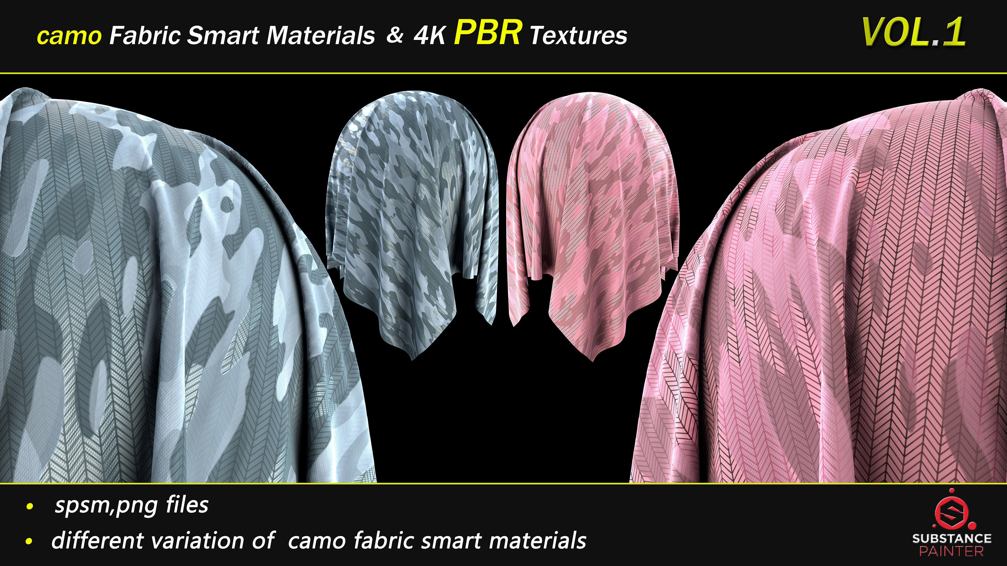 50 camo Fabric Smart Material Bundle and 4K PBR Texture Texture | CGTrader