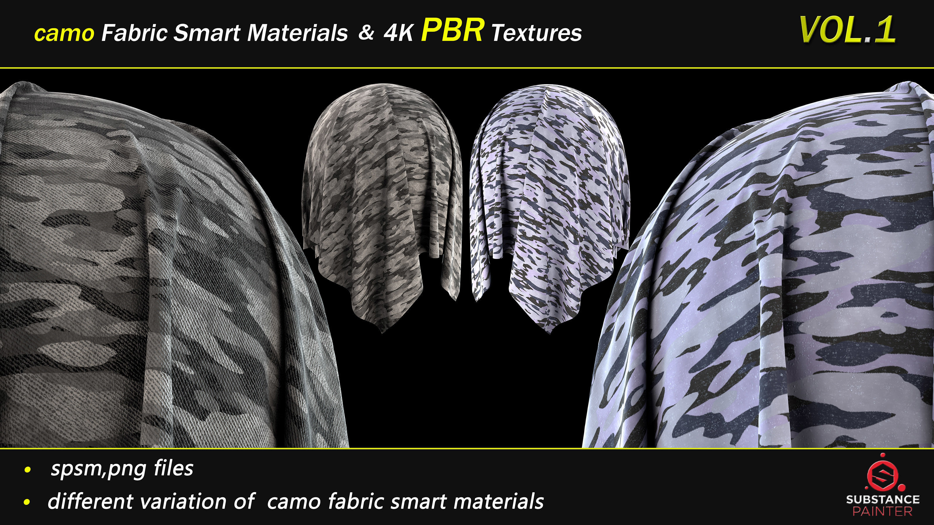 50 camo Fabric Smart Material Bundle and 4K PBR Texture Texture | CGTrader