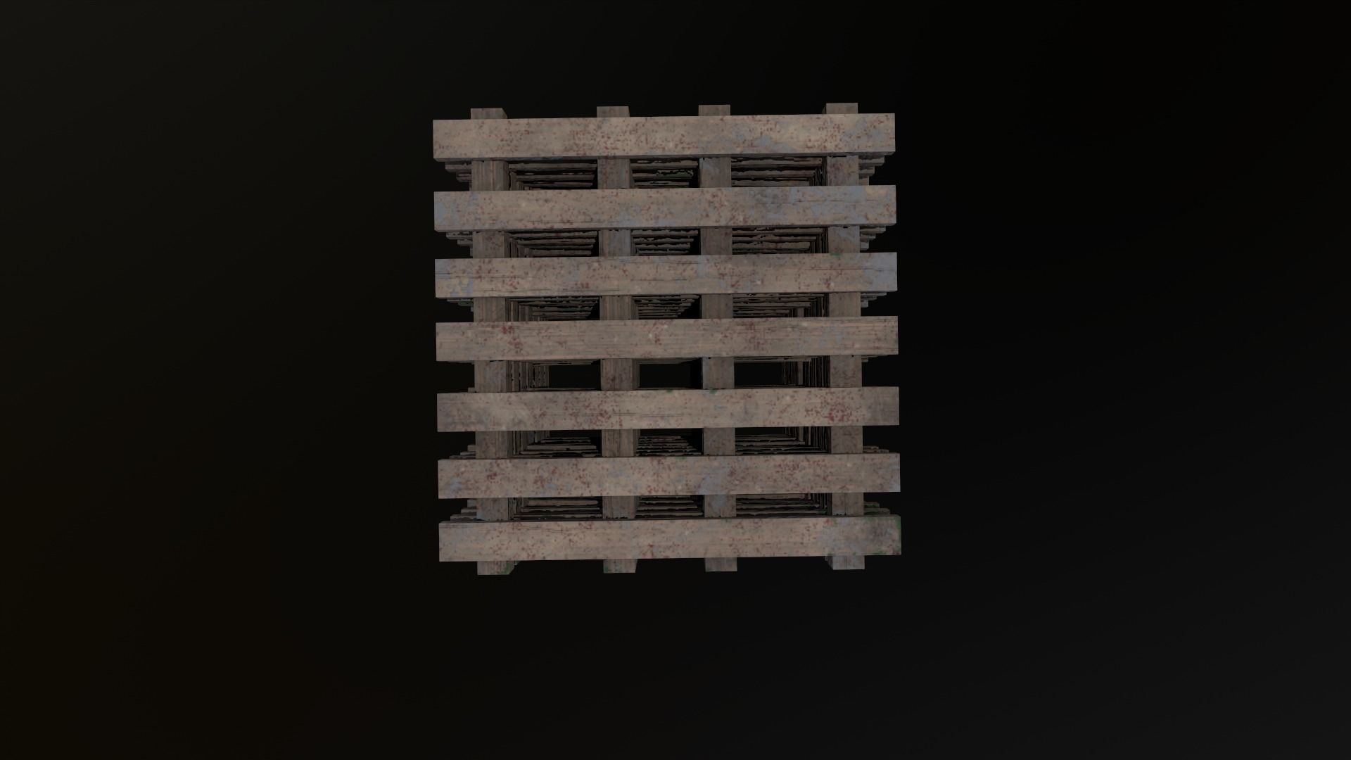 3D model Flat stack One-sided wooden pallet with 4 supports VR / AR ...