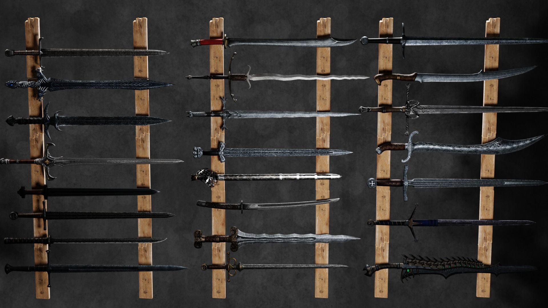 3D model 30 Fantasy Sword Models For Games with Textures VR / AR / low ...