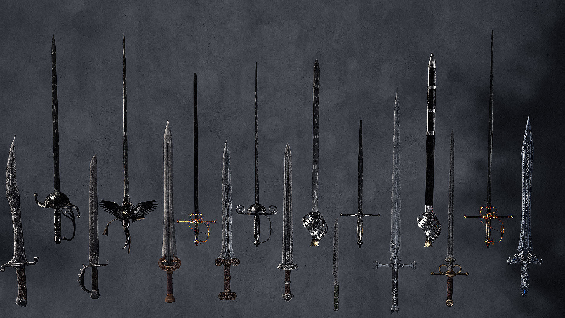 3D model 30 Fantasy Sword Models For Games with Textures VR / AR / low ...