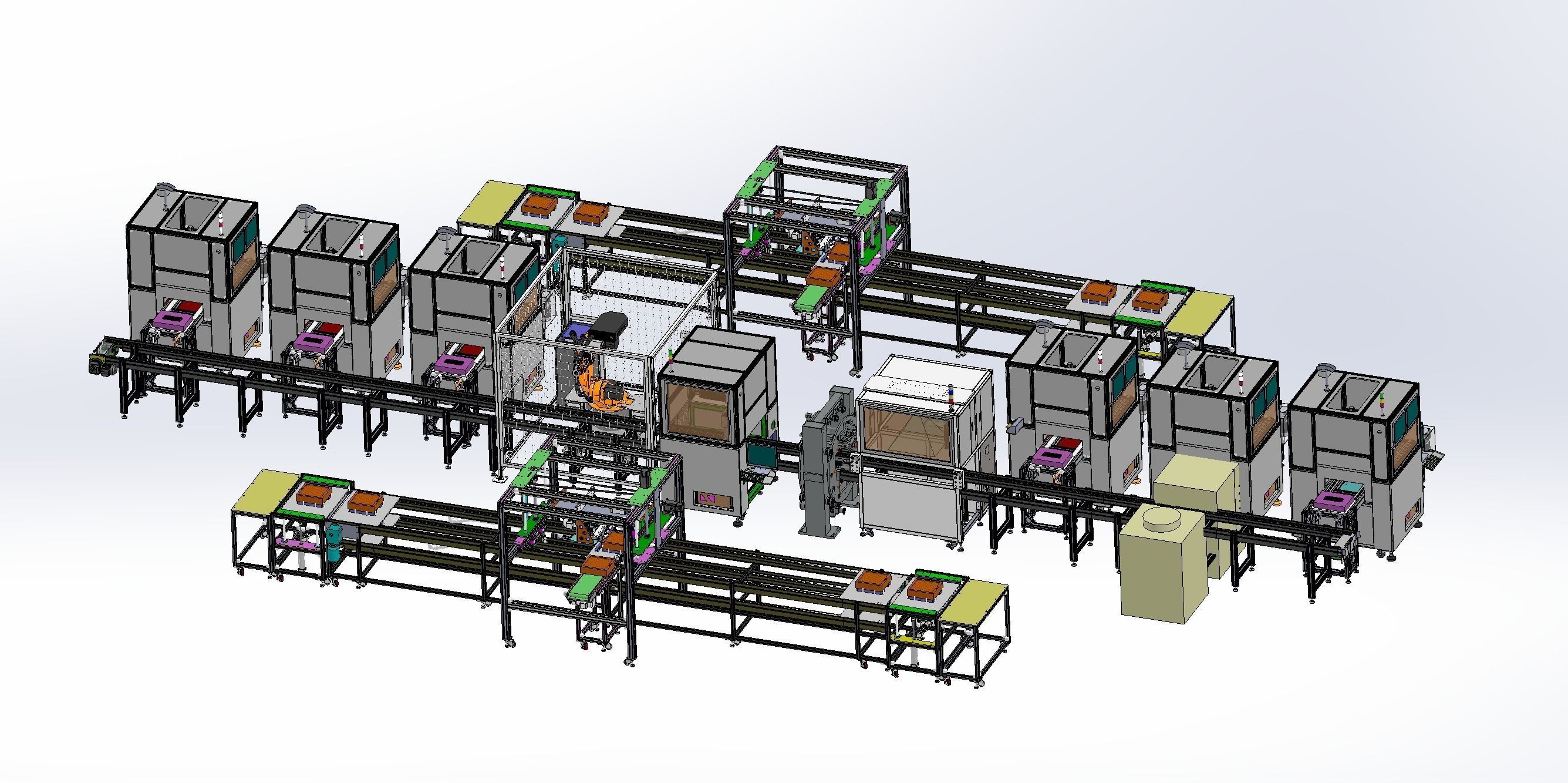 Battery laser welding machine production line 3D model | CGTrader