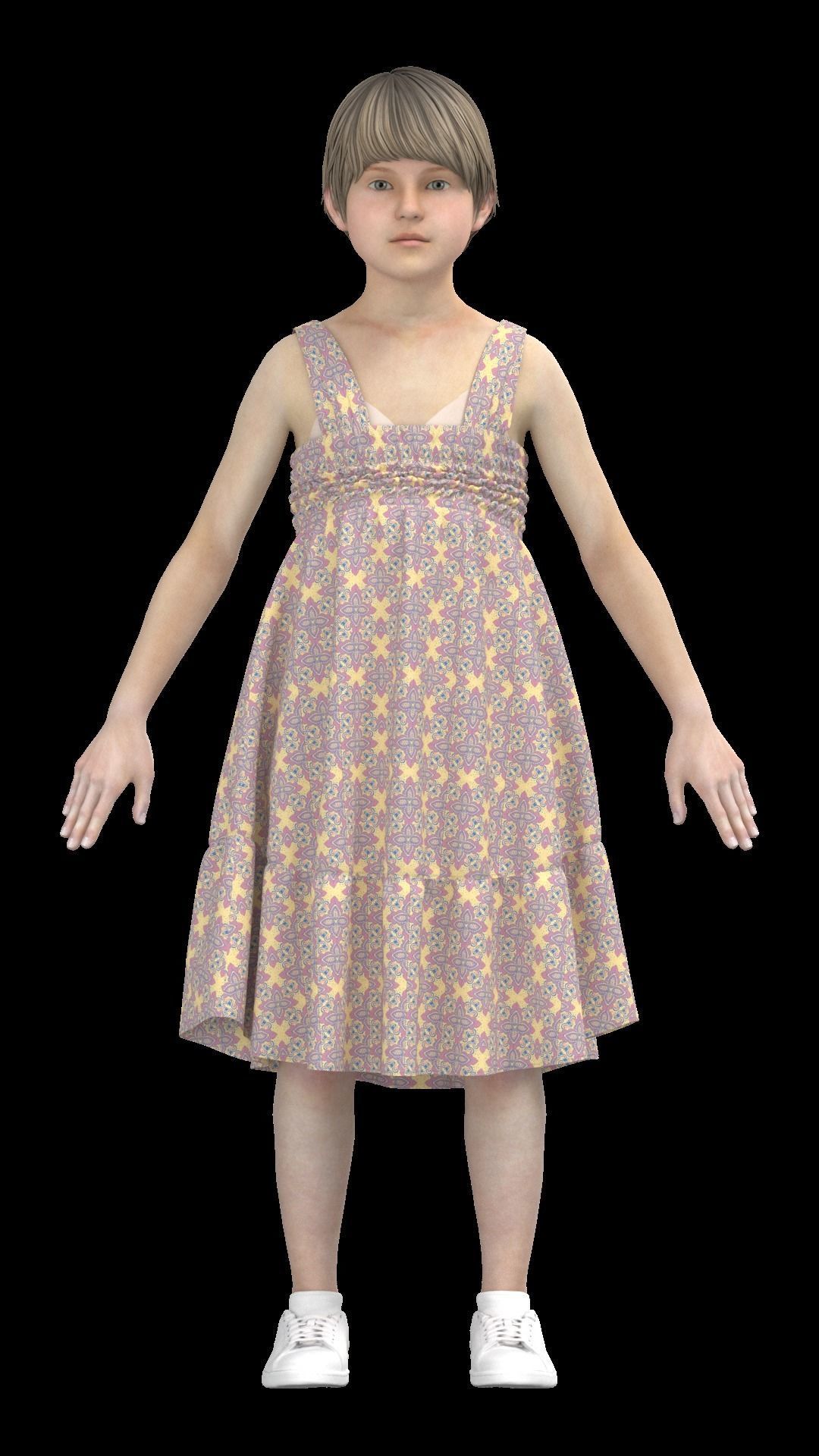 3D model Girls Pinafore dress VR / AR / low-poly rigged | CGTrader