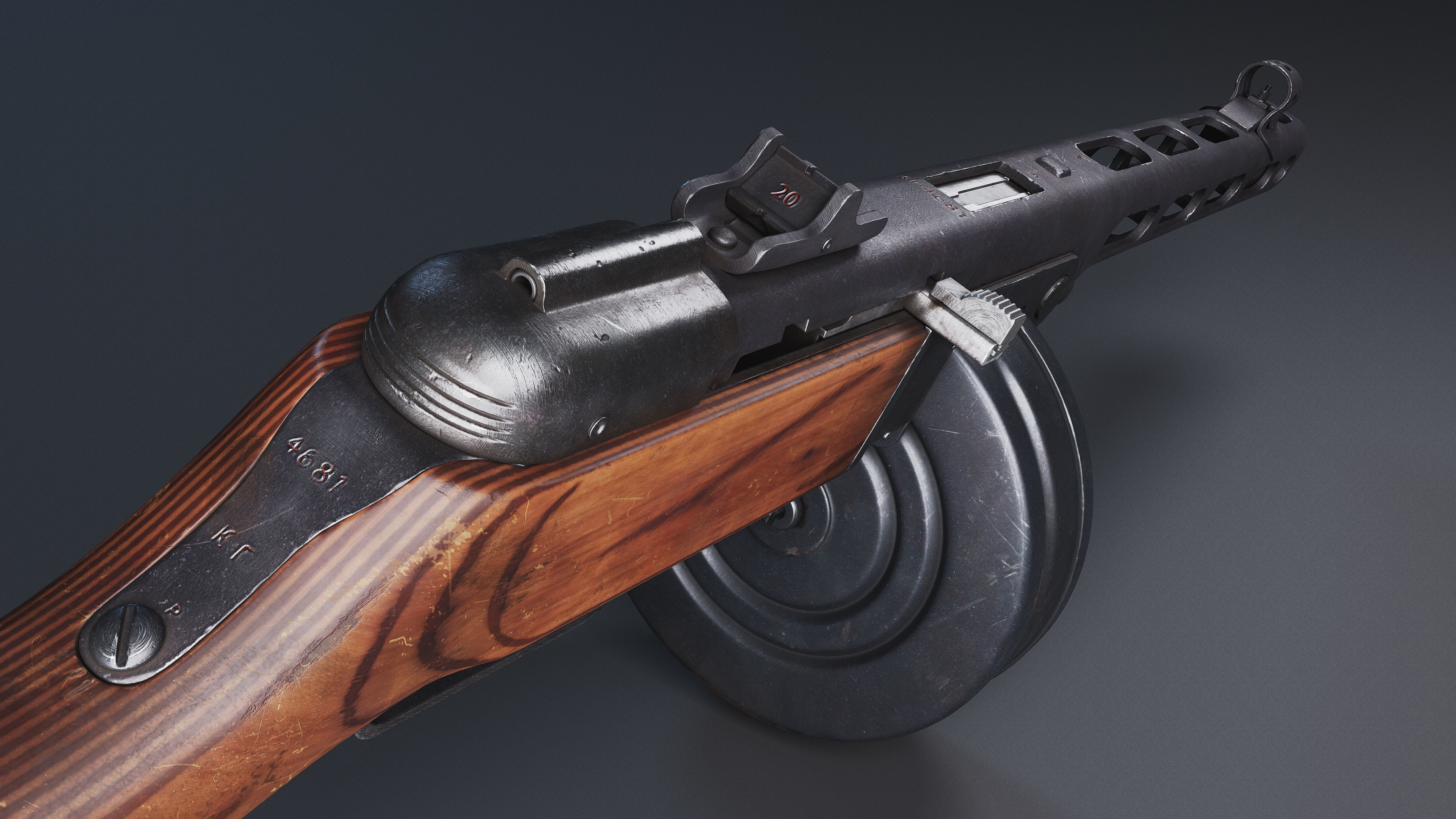 3D model submachine gun PPSH VR / AR / low-poly | CGTrader