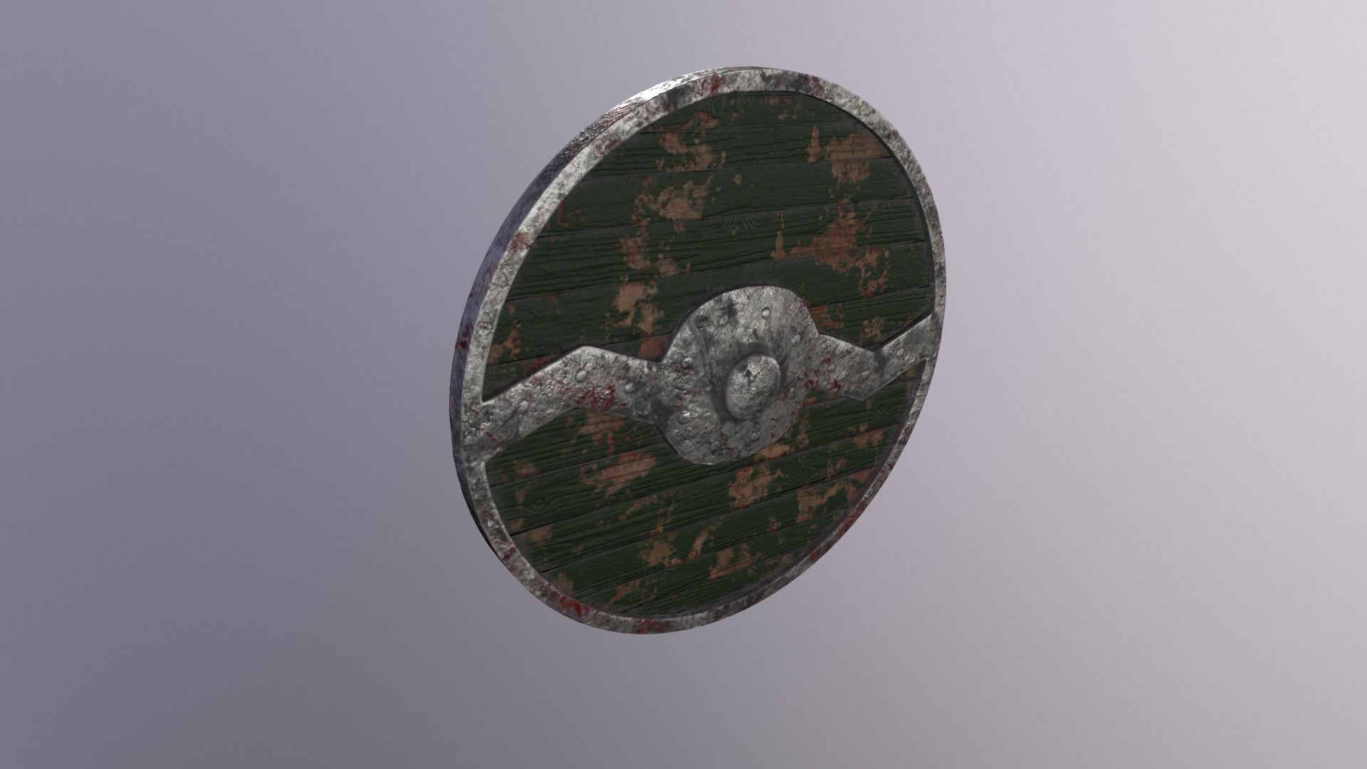 3D model Round wooden shield with horizontal angular reinforcement VR ...