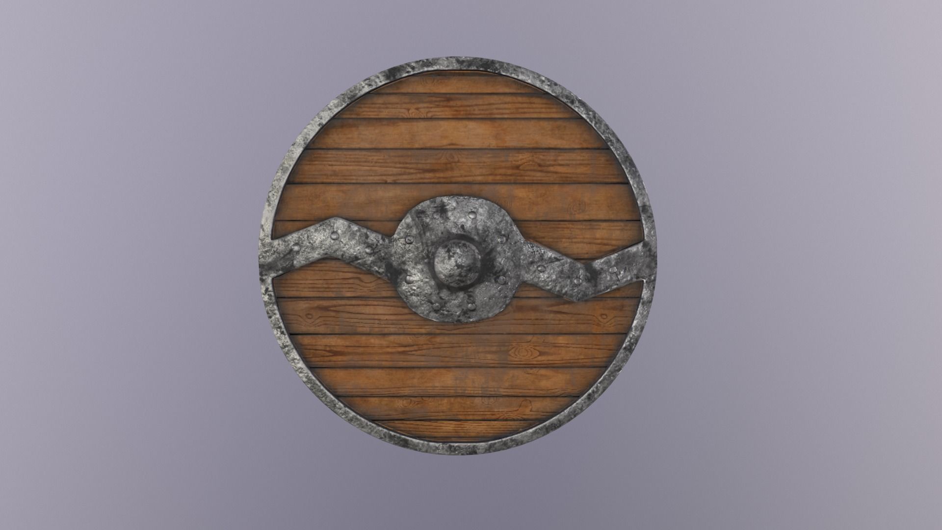 3D model Round wooden shield with horizontal angular reinforcement VR ...