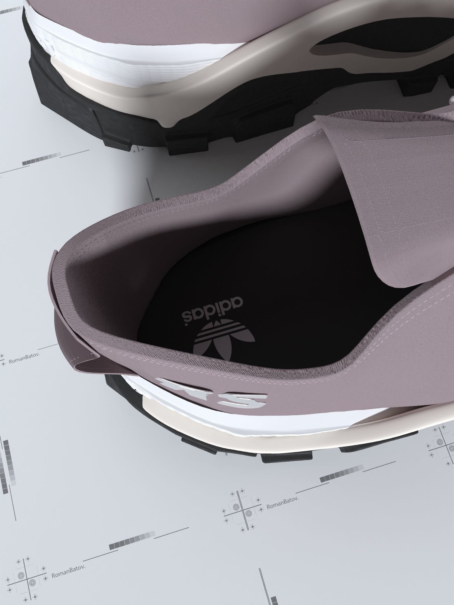 Pink Raf Simons Detroit Runner Sneakers 3D model | CGTrader