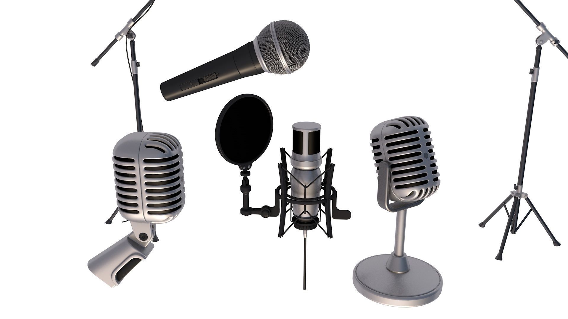 Microphone collection 3D model | CGTrader