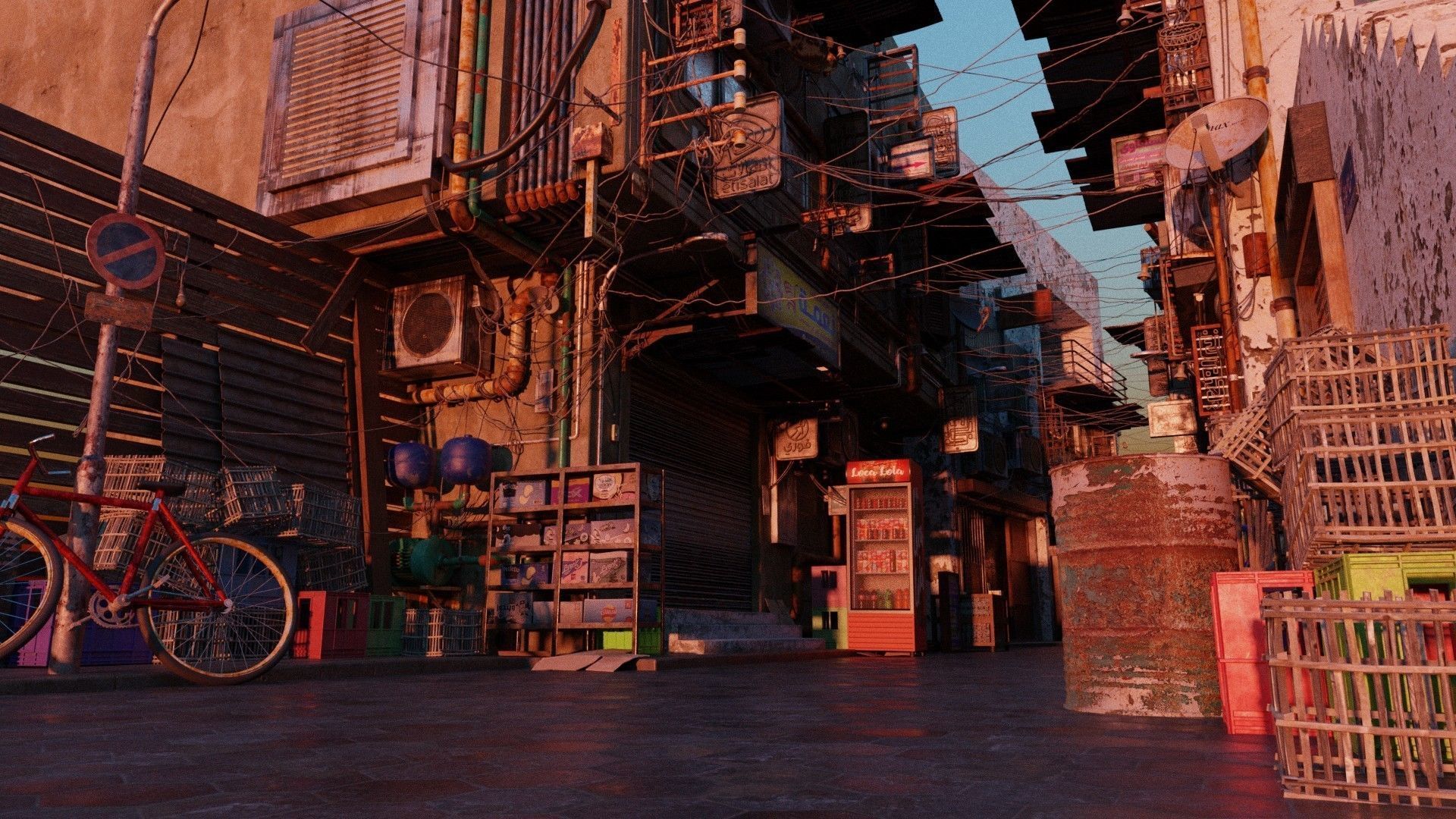 Cairo City Cyberpunk Streets - Animated Neon Signs - Day - Night 3D ...