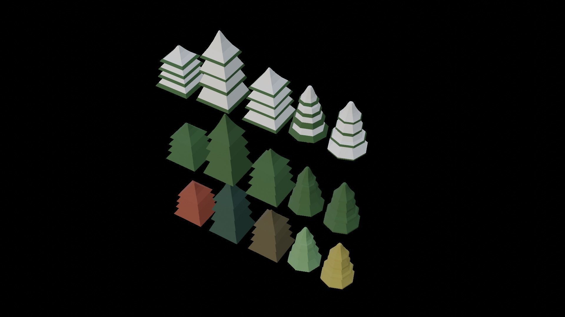 3D model Low-Poly Winter trees Pack VR / AR / low-poly | CGTrader