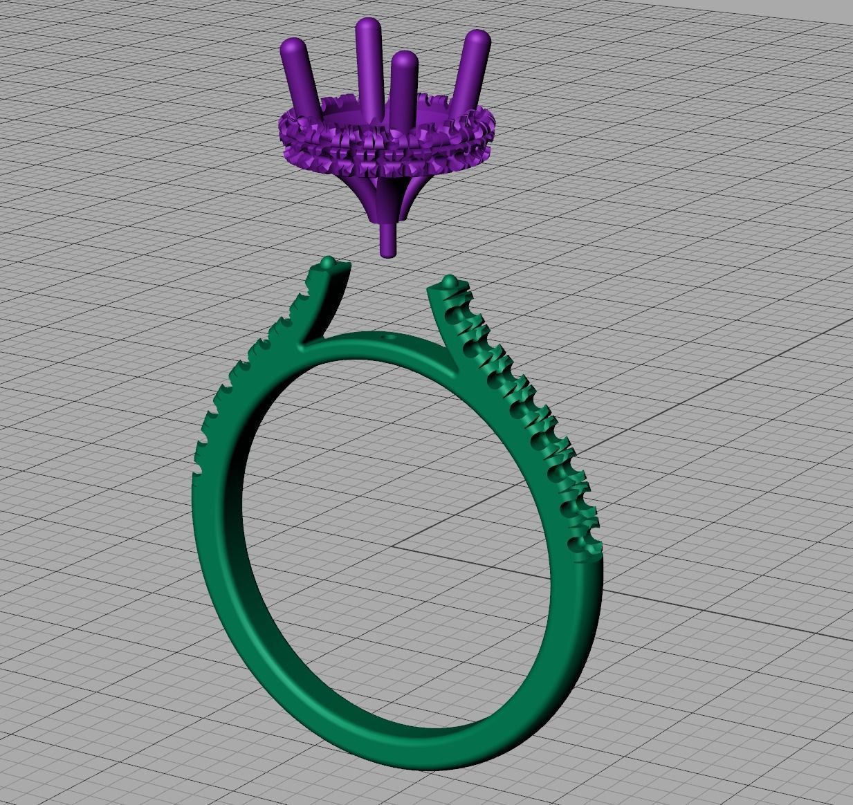 Halo Engagement Ring 1ct Stone Two Tone design 3dmodel 3D model 3D ...