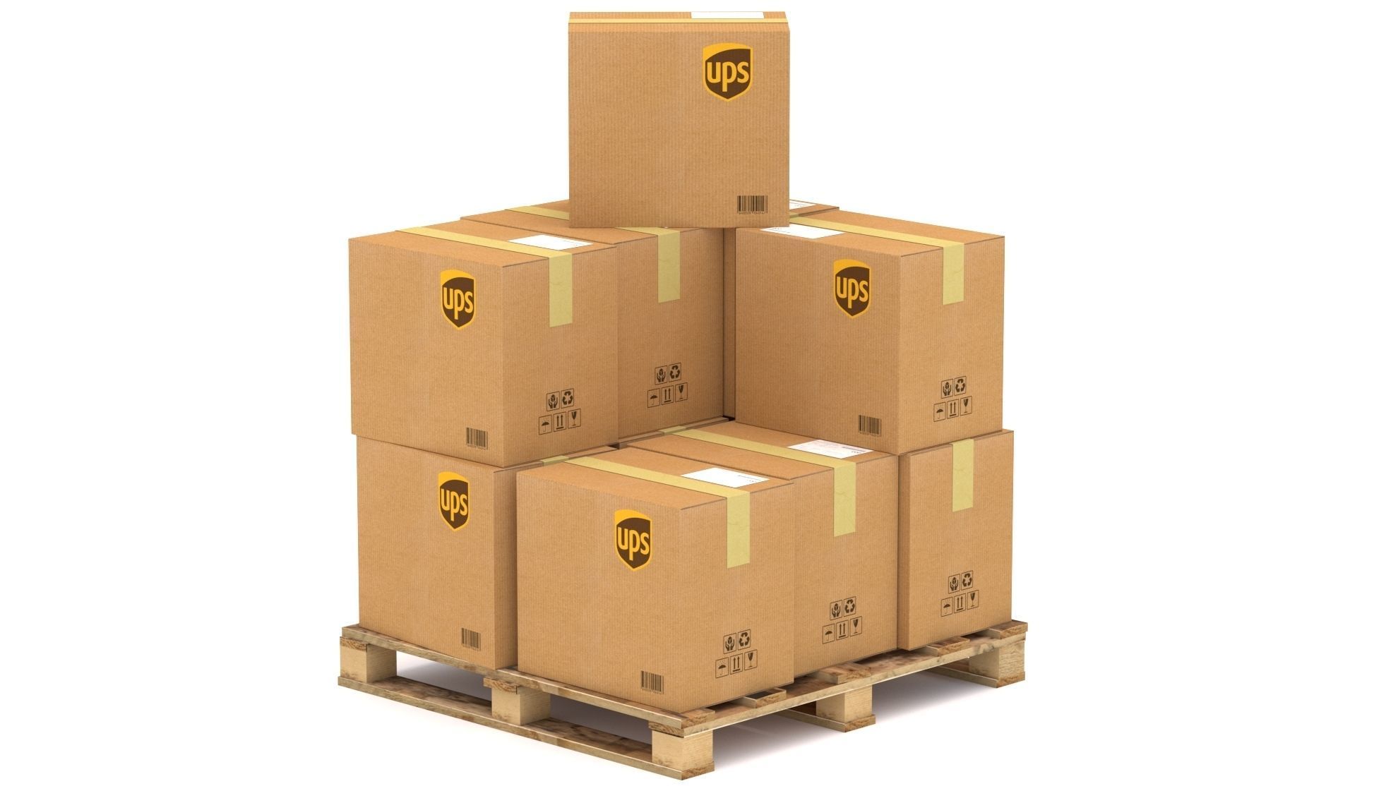 UPS Cardboard Box with Pallet 3D model | CGTrader