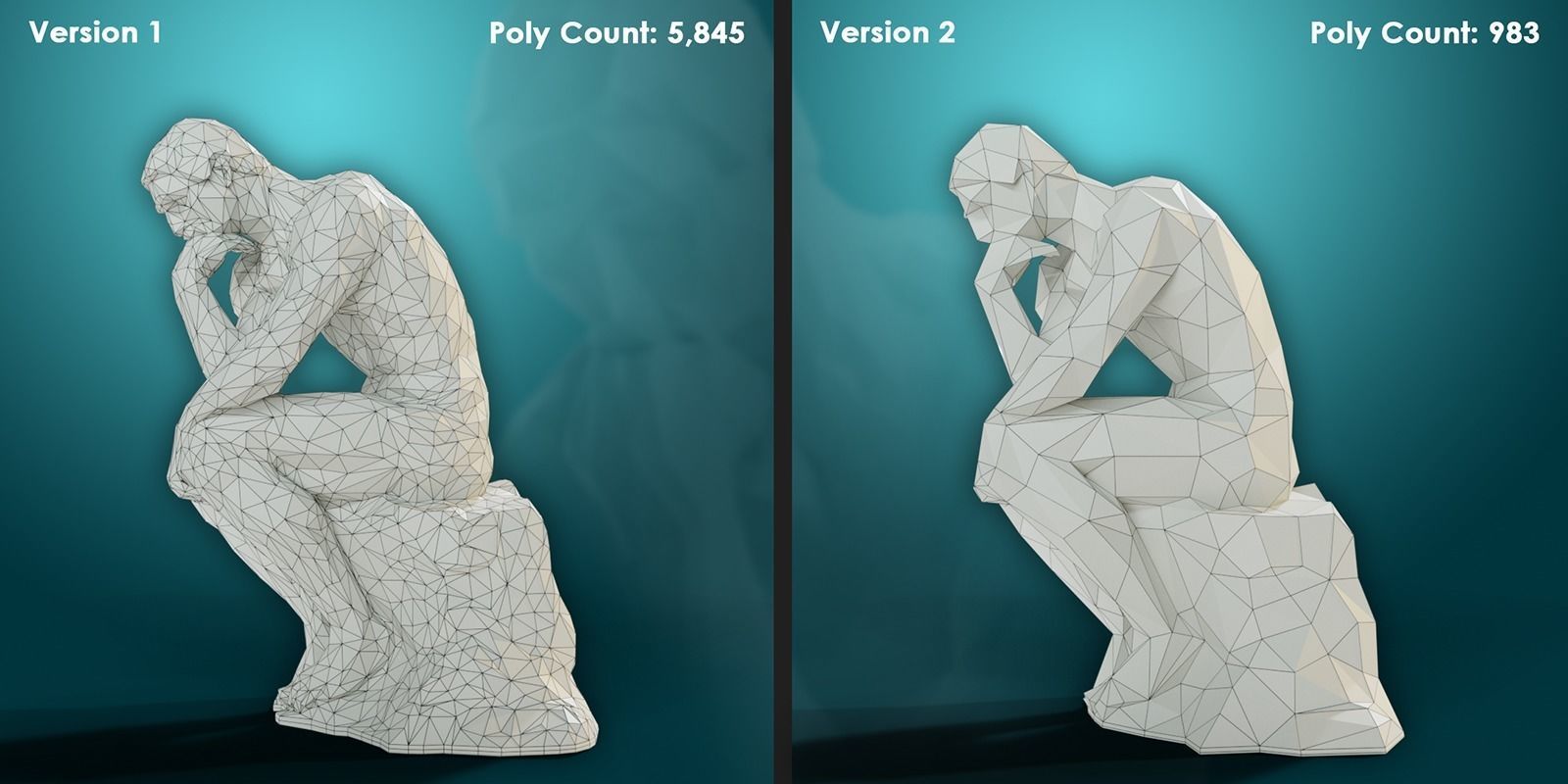 Low poly Statue of the Thinker 3D model | CGTrader