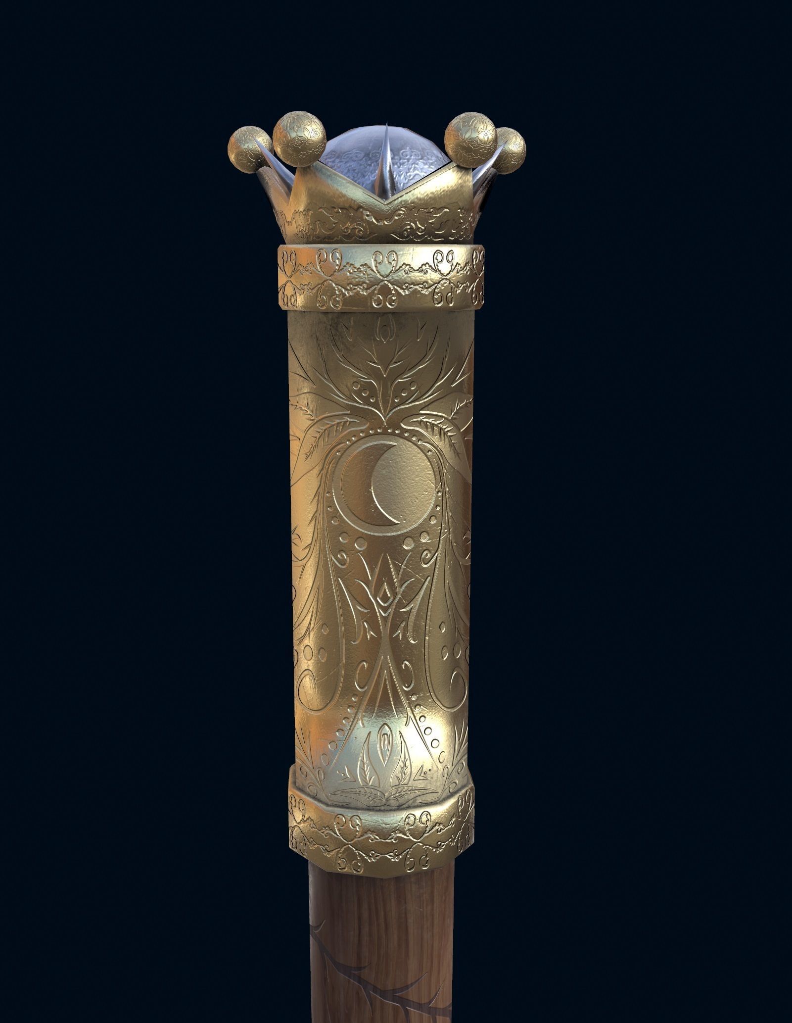 3D model Fighter prince with golden ceremonial medal and wooden cane VR ...