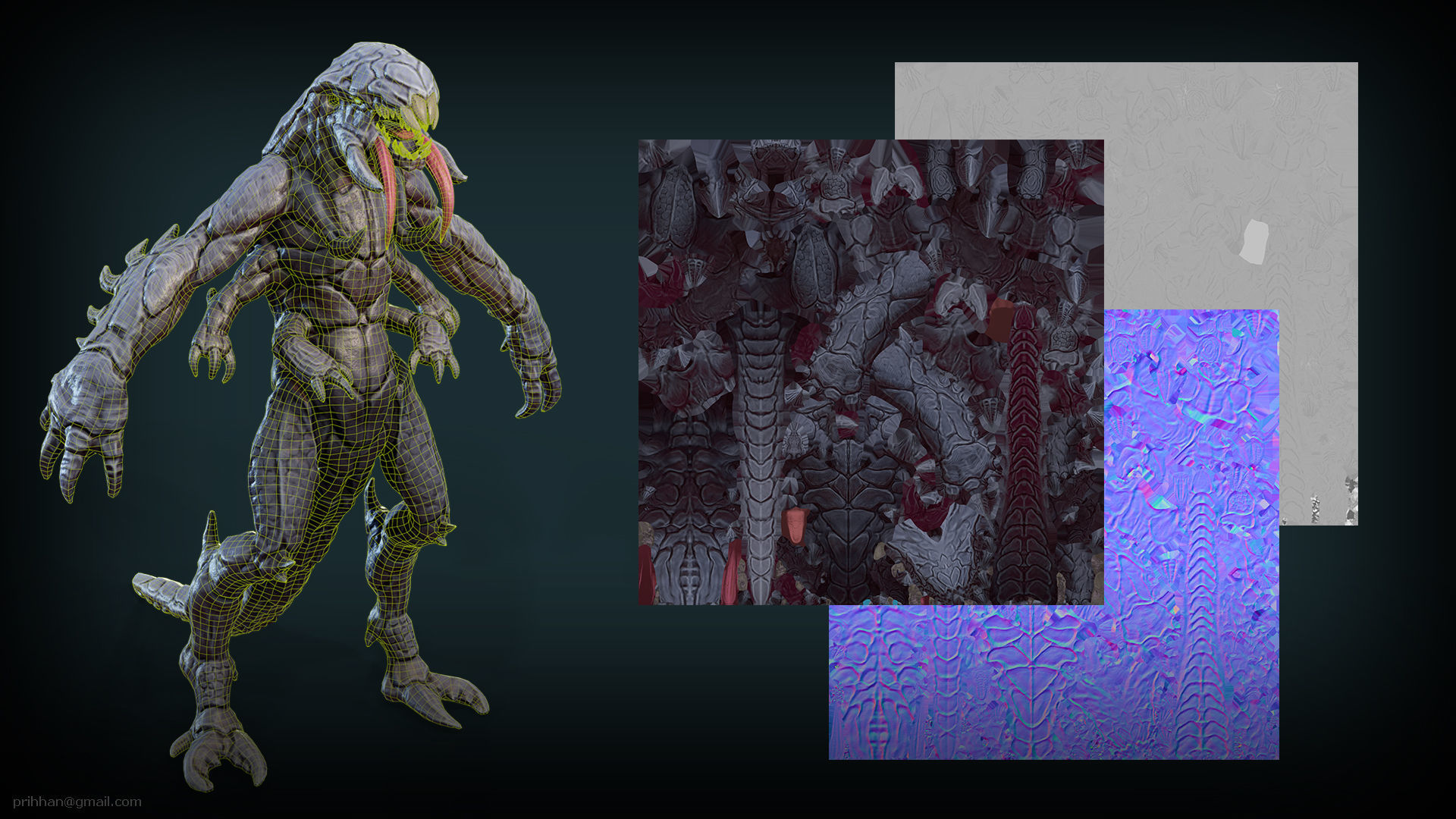 3D model Alien creature with long arms and legs VR / AR / low-poly ...